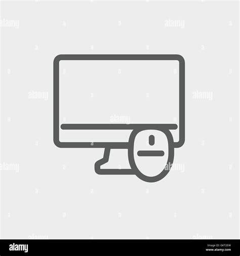 Monitor And Computer Mouse Thin Line Icon Stock Vector Image And Art Alamy