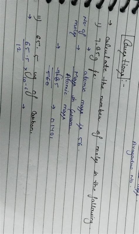 → calculate the number of moles in the falloving filo