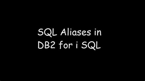 Sql Aliases In Db2 For I Sql As400 And Sql Tricks