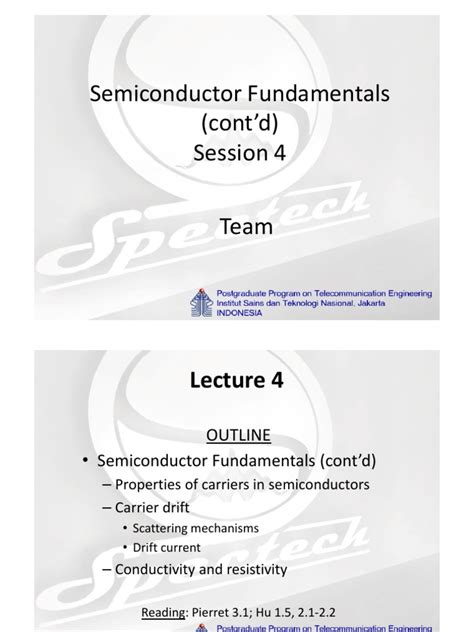 Lecture4 Semiconductor Fundamentals Pdf Electrical Resistivity And