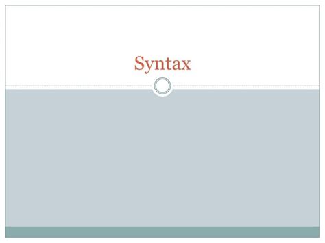 Syntax Ppt