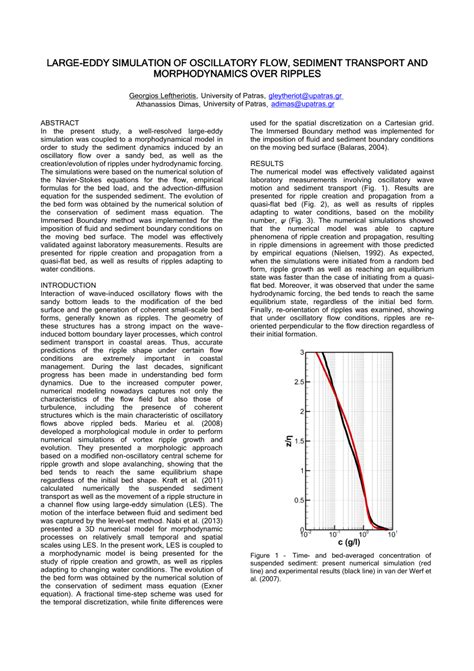 Pdf Large Eddy Simulation Of Oscillatory Flow Sediment Transport And
