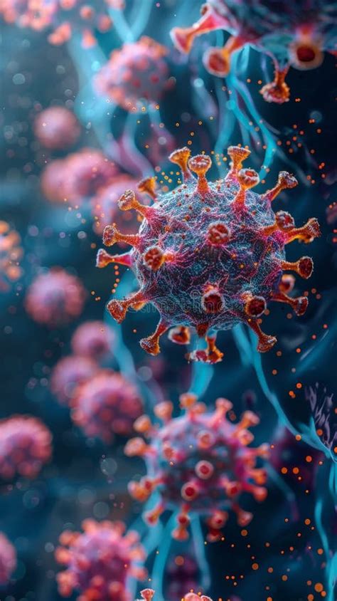 Close Up Of Dense Colony Of Viruses Inside Cell Wall Stock Illustration