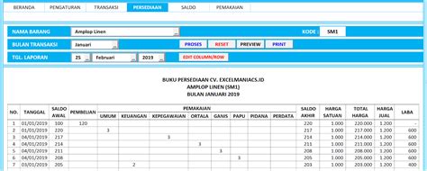 Aplikasi Excel Laporan Stock Persediaan Versi 4 Excelmaniacs
