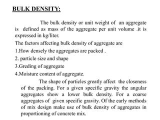 Bulk Density And Bulking Of Fine And Coarse Aggregate PPTX
