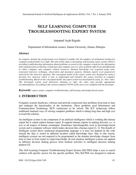 Pdf Self Learning Computer Troubleshooting Expert System