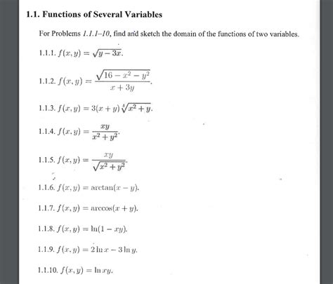 Solved 1 1 Functions Of Several Variables For Problems Chegg Com