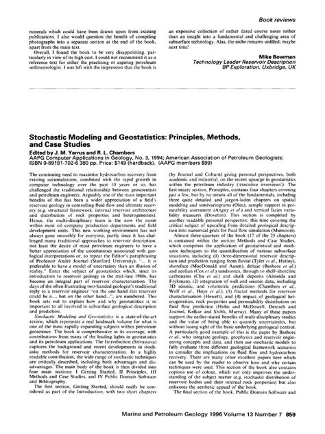 Stochastic Modeling And Geostatistics Principles Methods And Case