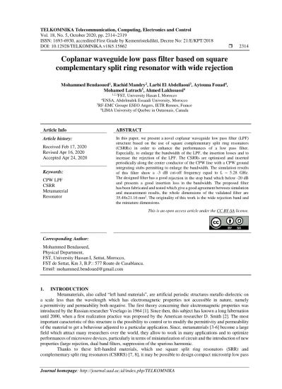 Coplanar Waveguide Low Pass Filter Based On Square Complementary Split