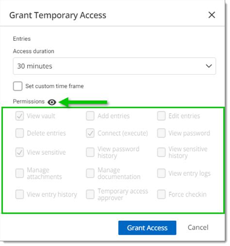 grant temporary access to an entry in devolutions hub business