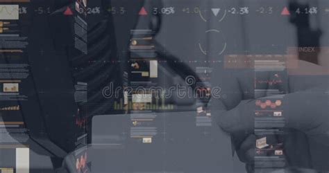 Statistical Data Processing Against Close Up Of Person Making Payment
