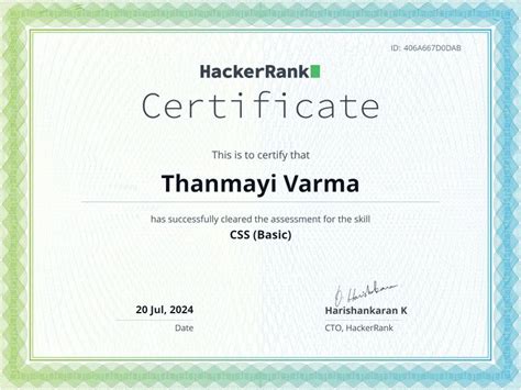 Thanmayi Varma On Linkedin Hackerrank Css Continuouslearning