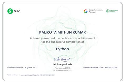Finished Python Course At Guvi Kalikota Mithunkumar Posted On The Topic Linkedin