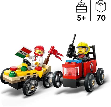 LEGO City 60458 Zestaw wyścigówek pizza kontra wóz strażacki