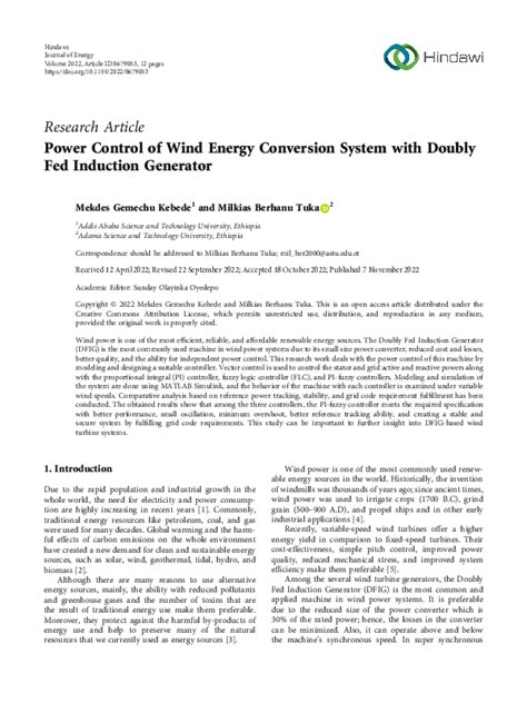 Pdf Power Control Of Wind Energy Conversion System With Doubly Fed Induction Generator