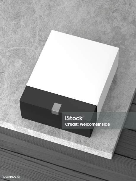 블랙 골판지 선물 상자 회사 로고 Id 격리 된 3d 렌더에 대한 백서 커버와 함께 모의 모형에 대한 스톡 사진 및 기타 이미지 모형 상자 판지 상자 Istock