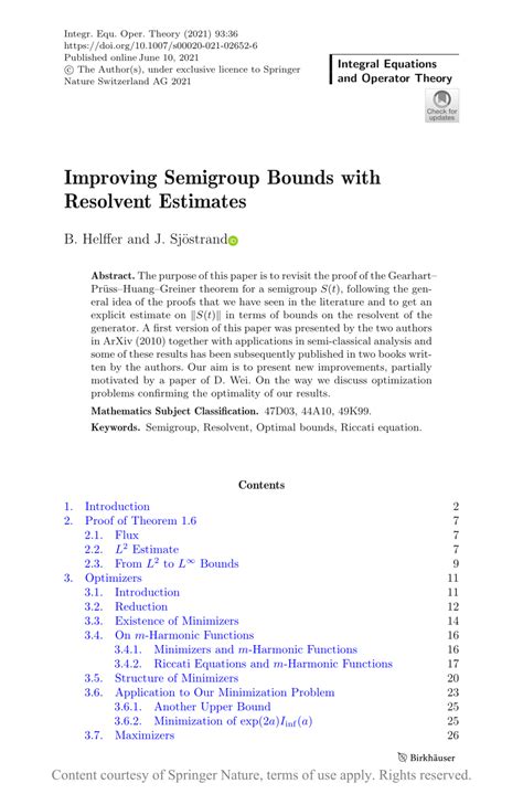 improving semigroup bounds with resolvent estimates request pdf