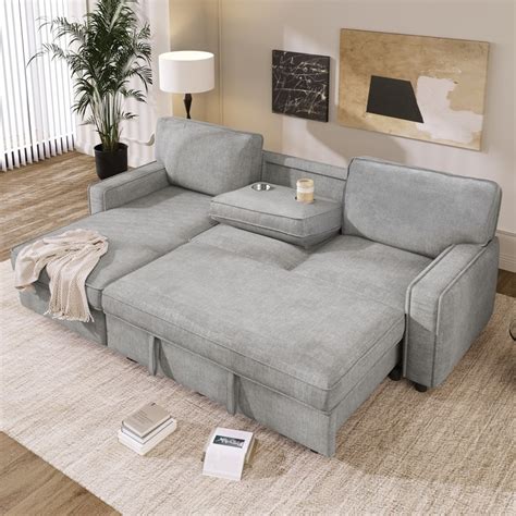 Convertible Sleeper Sofa Bed 3 In 1 Pull Out Futon Sofa Couch L Shaped