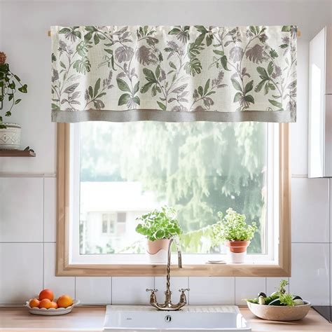 Bay Isle Home™ Linen Floral Valance Curtain Farmhouse Double Layer