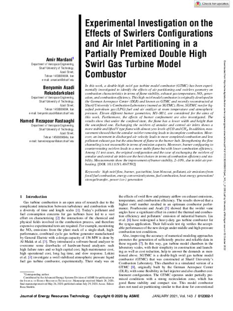 Pdf Experimental Investigation On The Effects Of Swirlers Configurations And Air Inlet
