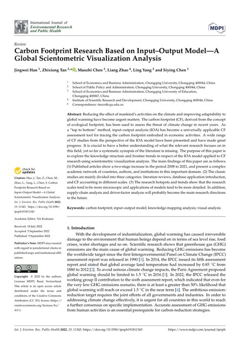 pdf carbon footprint research based on input output model—a global