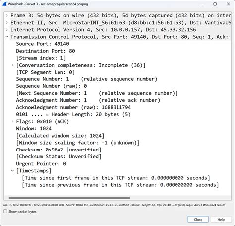 tcp sequence number in ack scans