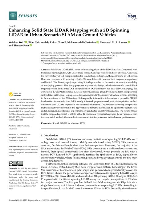 PDF Enhancing Solid State LiDAR Mapping With A D Spinning LiDAR In Urban Scenario SLAM On