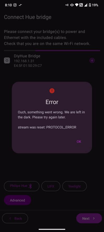 Error Connecting To Hue Essentials App And Cannot Connect To Hue App Issue Diyhue Hassio