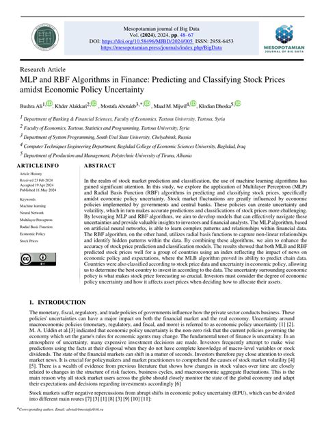 pdf mlp and rbf algorithms in finance predicting and classifying