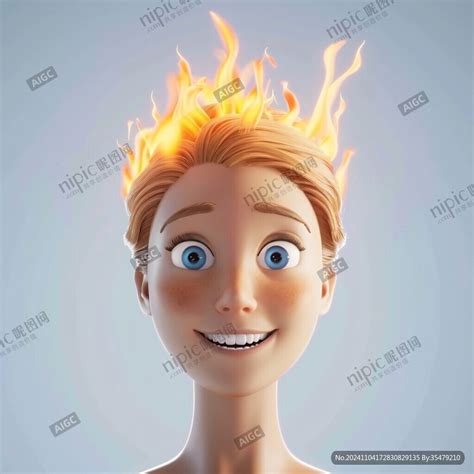 Ai创作图火焰人美女 写实人物插画 情绪拟人3d元素 火焰拟人形象 火焰般的头发 人物情绪插画 正面人物插画 夸张人物插画 夸张风人物插画 写实愤怒 卡通写实人物 公主头像 火烧插画 开心女士