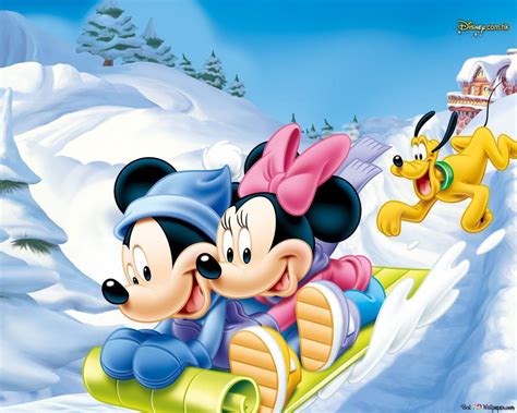 Disney Mickey Mouse Minnie Mouse Pluto Snow 2k Wallpaper Download