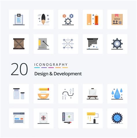 Free Vector 20 Design Development Flat Color Icon Pack Like Design Board Development