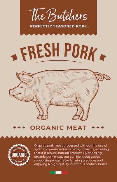 Premium Vector Organic Pork Label Design