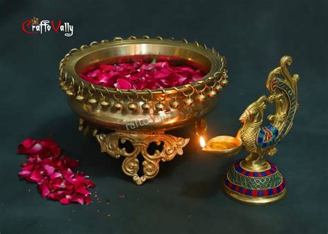 Brass Bells Design 30cm Urli Traditional Bowl Home Decor T Brass