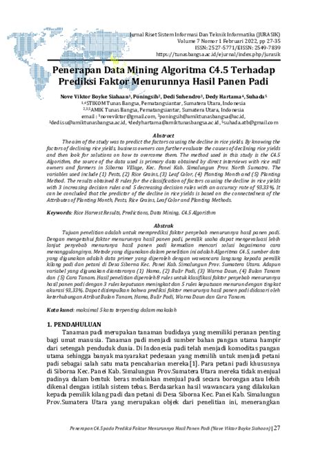 pdf penerapan data mining algoritma c4 5 terhadap prediksi faktor