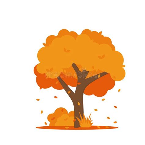 Colorful Autumn Trees Cartoon Yellow Orange Fall Tree And Autumnal