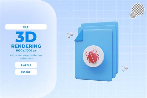 Premium Psd 3d Bug File Icon Illustration Object Premium Psd