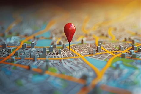 Map With Red Location Pin GPS Navigation And Destination Marker Concept Premium AI Generated Image