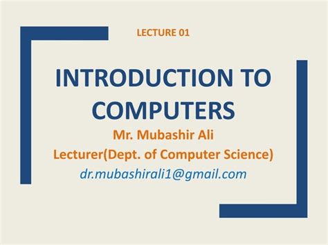 Lecture 1 Introduction To Computer Basic Definitions And Concepts Computer Types And Hierarchy
