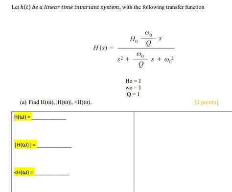 Solved Let Ht Be A Linear Time Invariant System With The