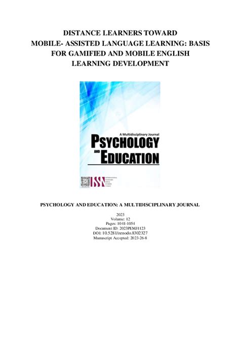 Pdf Distance Learners Toward Mobile Assisted Language Learning Basis