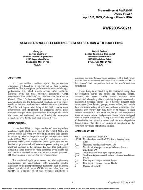 combined cycle performance test correction with duct firing pdf