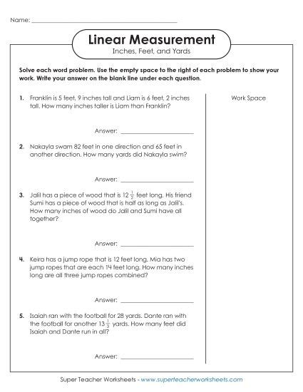 Mixed Unit Word Problems Advanced Printable Measurement Linear