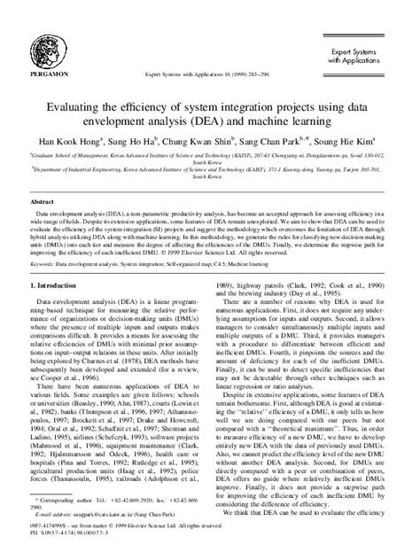 Pdf Evaluating The Efficiency Of System Integration Projects Using Data Envelopment Analysis