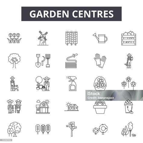 Garden Centres Line Icons Signs Set Vector Garden Centres Outline