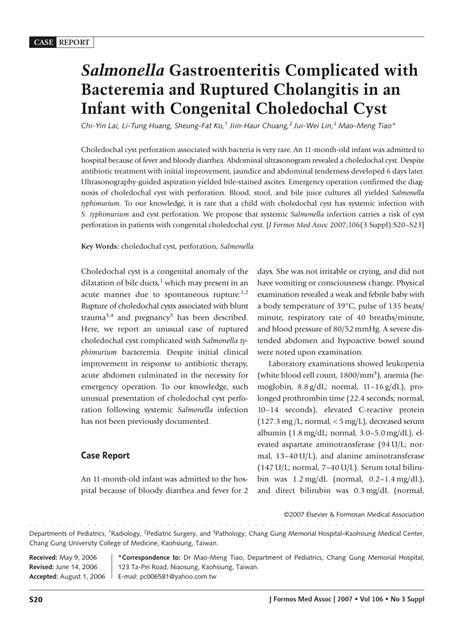 Pdf Salmonella Gastroenteritis Complicated With Bacteremia And