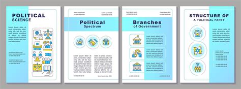 Political Science Blue Brochure Template Government Structure Leaflet Design With Linear Icons