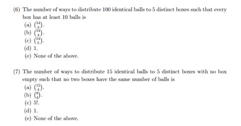 Solved 6 The Number Of Ways To Distribute 100 Identical