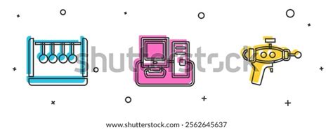 Set Pendulum Monitor Keyboard Ray Gun Stock Vector Royalty Free 2562645637 Shutterstock