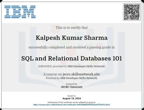 Sql Databasemanagement Ibm Certification Datascience